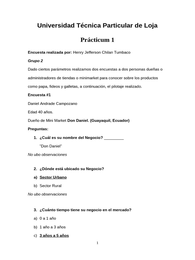 Encuesta Practicum Grupal | PDF | Economias