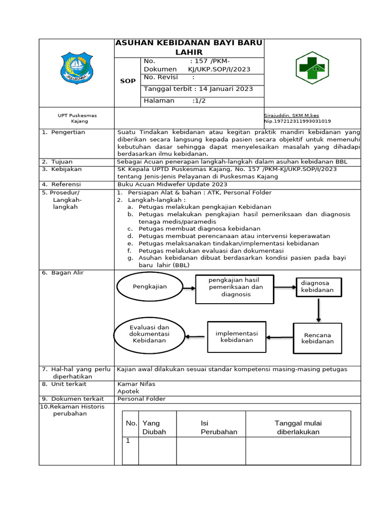 Prosedur Asuhan Kebidanan BBL 2023 | PDF