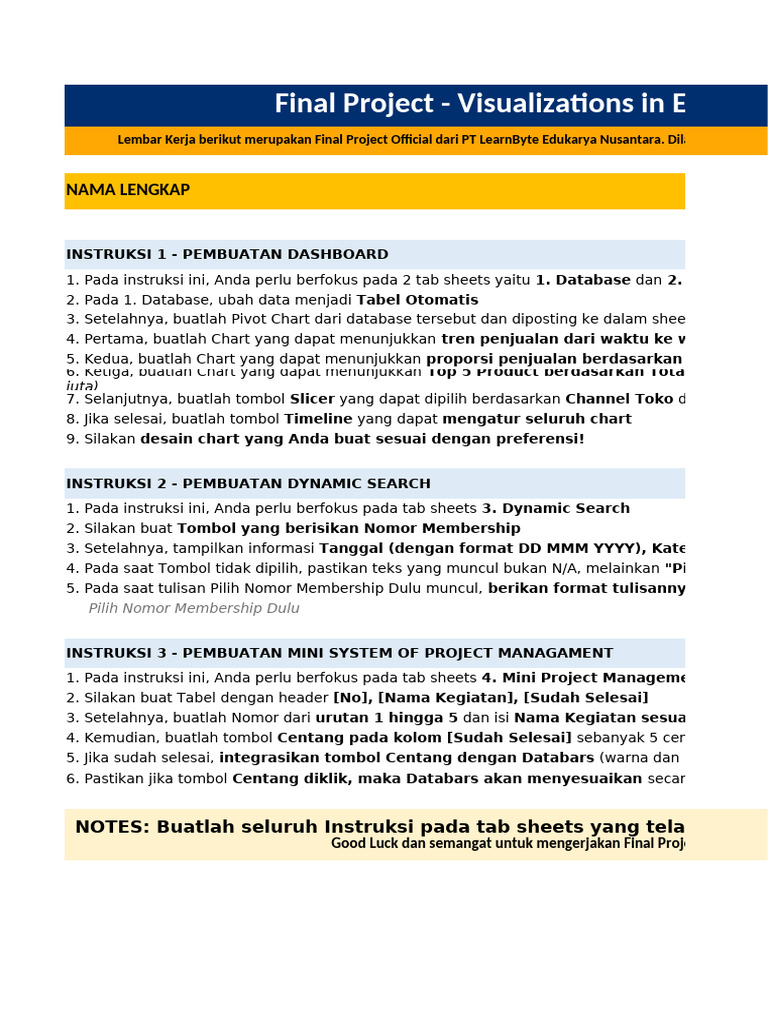 Final Project For Visualizations in Excel by LearnByte | PDF