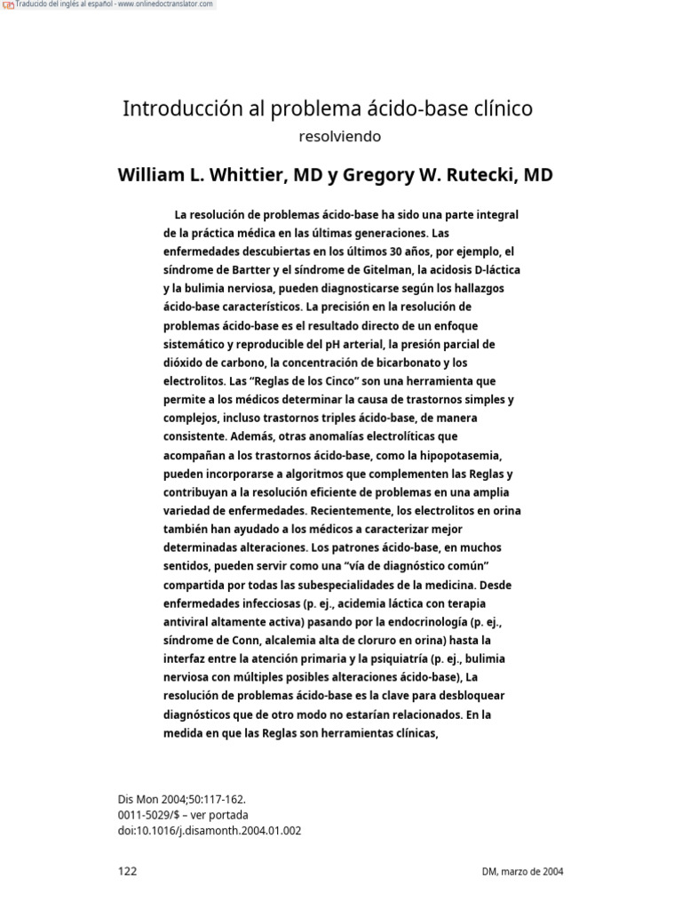 Primer On Clinical Acid-Base Problem Solving - DisAMon 2005.en - Es - 024017 | PDF | Electrólito ...
