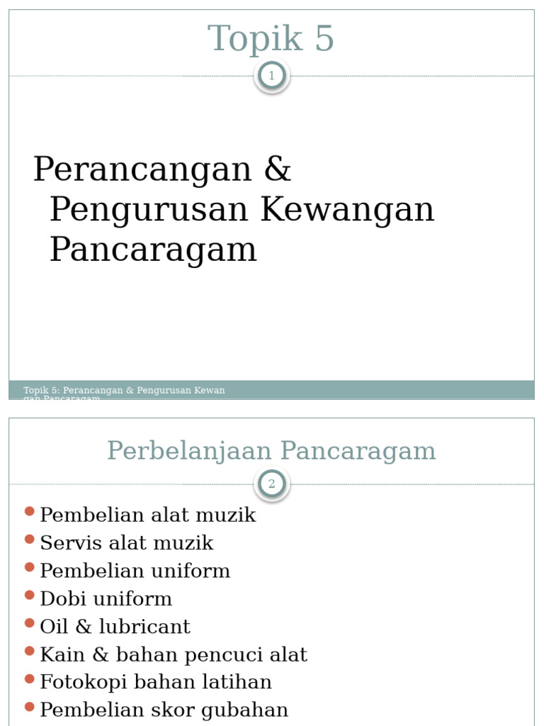Kuliah Pancaragam Topik 5 Perancangan & Pengurusan Kewangan Pancaragam | PDF