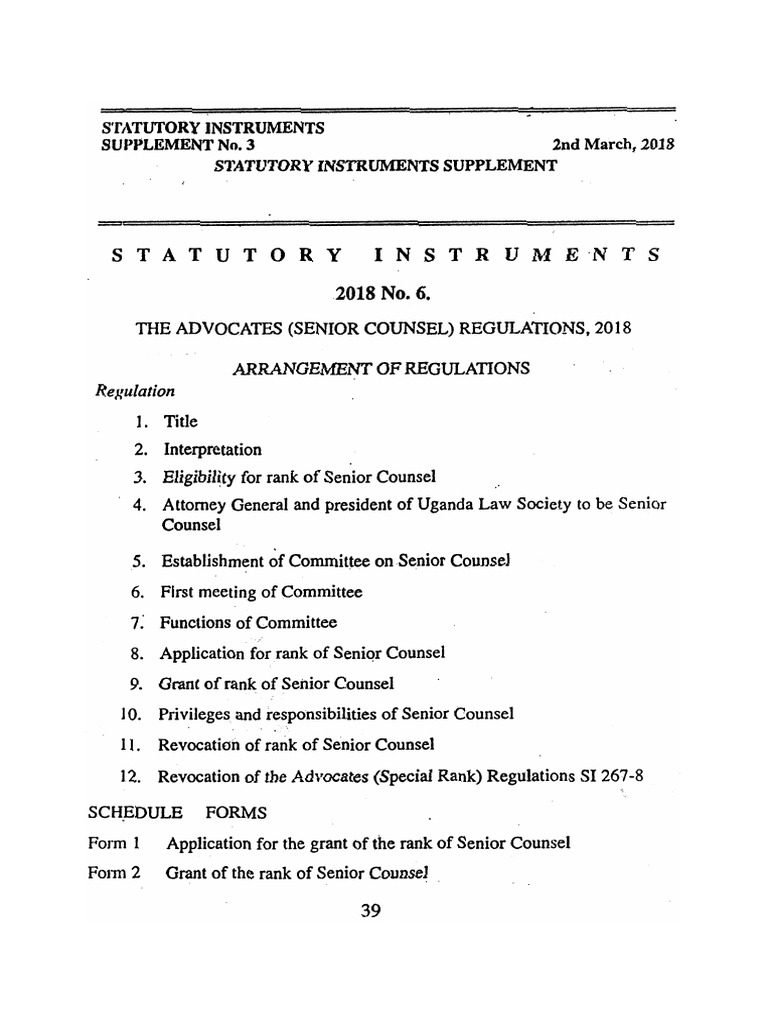 Advocates (Senior Counsels) Regulations 2018 | PDF