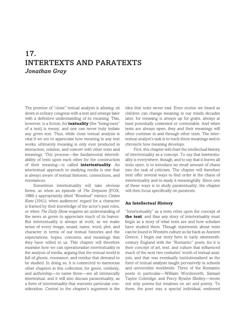 Gray Intertexts and Paratexts | PDF | Intertextuality
