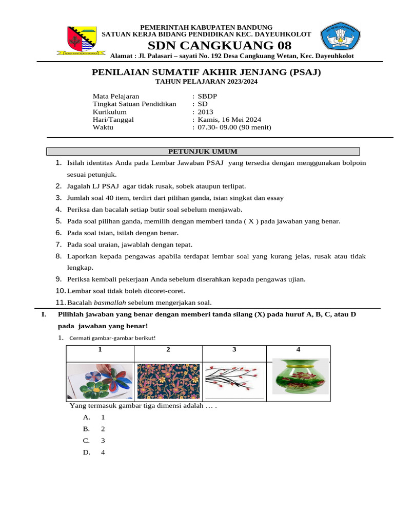 Soal PSAJ SBdP 2023-2024_REVISI | PDF