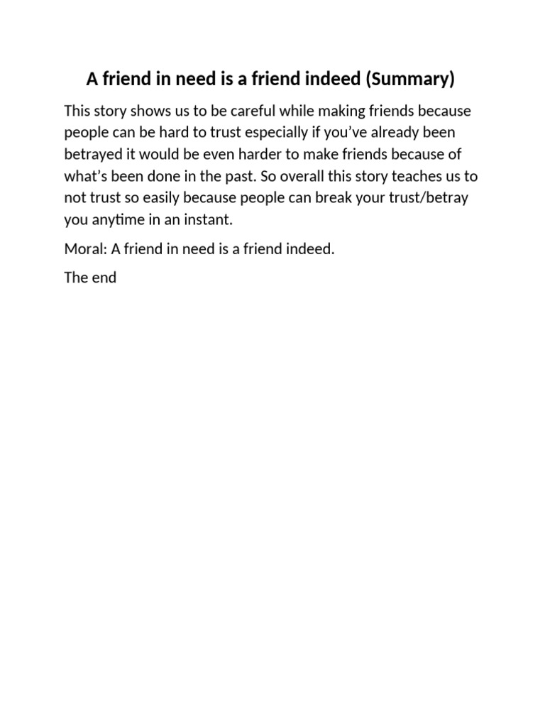 A Friend in Need: Trust and Betrayal | PDF