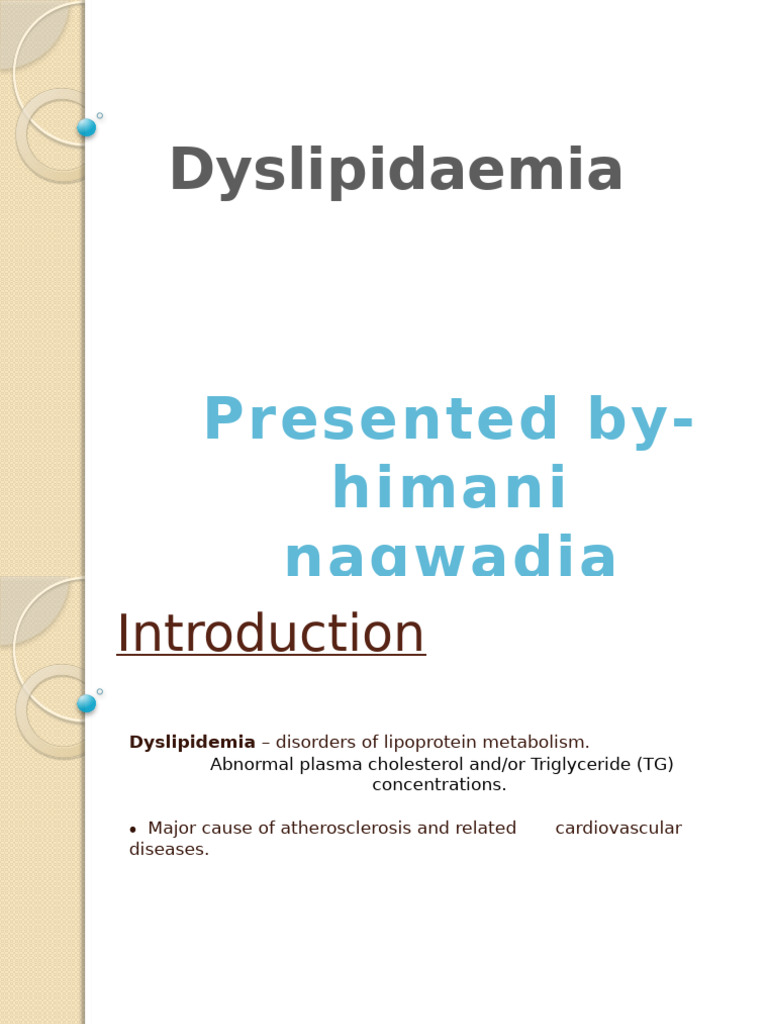 Final Dyslipidaemia Slide | PDF | Cholesterol | Statin
