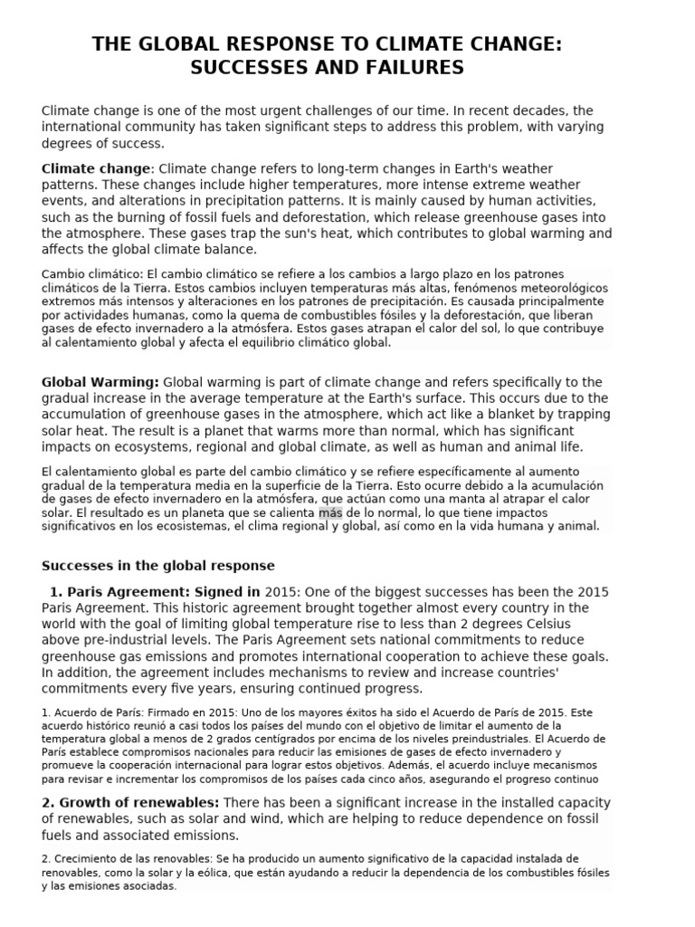 Respuesta Global al Cambio Climático | PDF | Naturaleza | Entorno natural