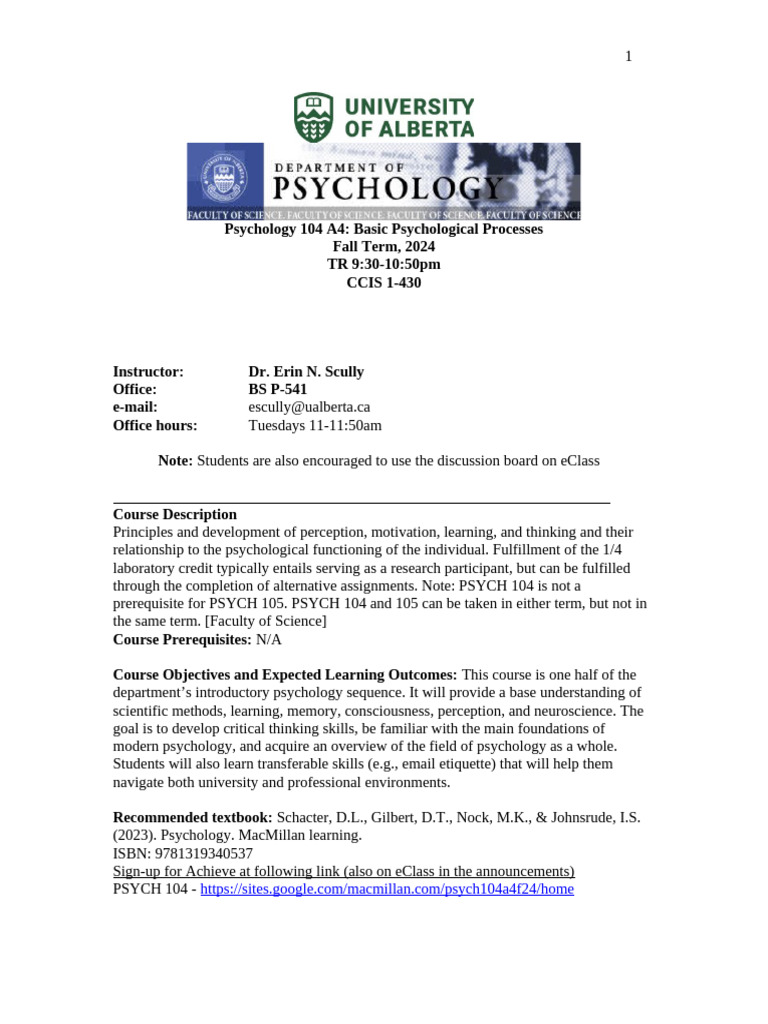 Syllabus - Fall 2024 - Scully - 104 - A4 | PDF | Academic Integrity | Academic Dishonesty