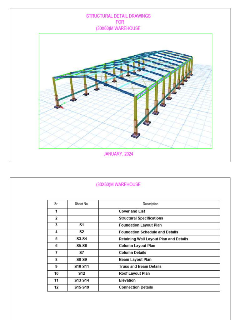(60 x30) M Warehouse | PDF | Structural Load | Strength Of Materials