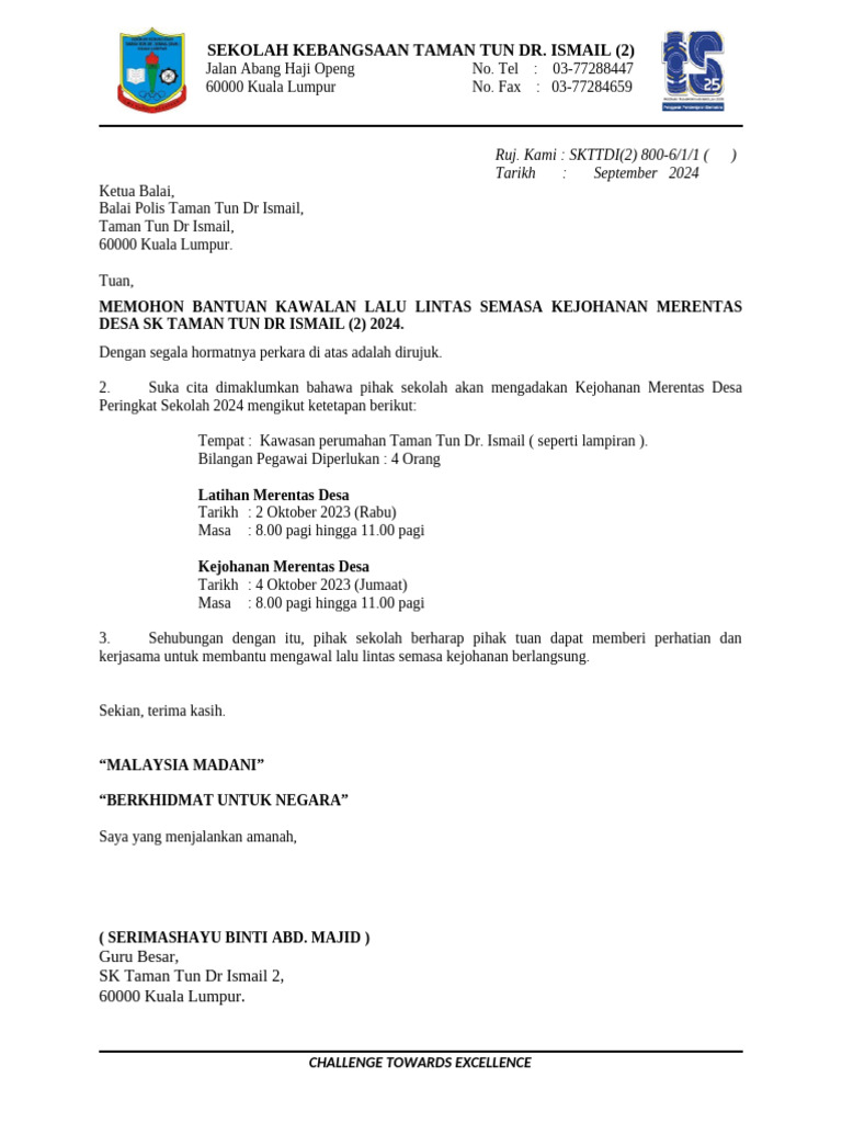 Surat Polis Merentas Desa 2024 | PDF
