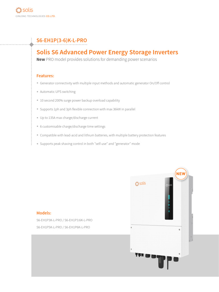 Solis S6-EH1P Inverter Specifications | PDF | Electrical Engineering | Mains Electricity