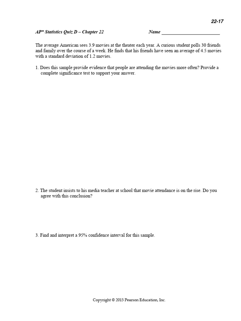 CH 22 Quiz D-AttachmentID 5288091&YearID 2020& | PDF | Statistics ...