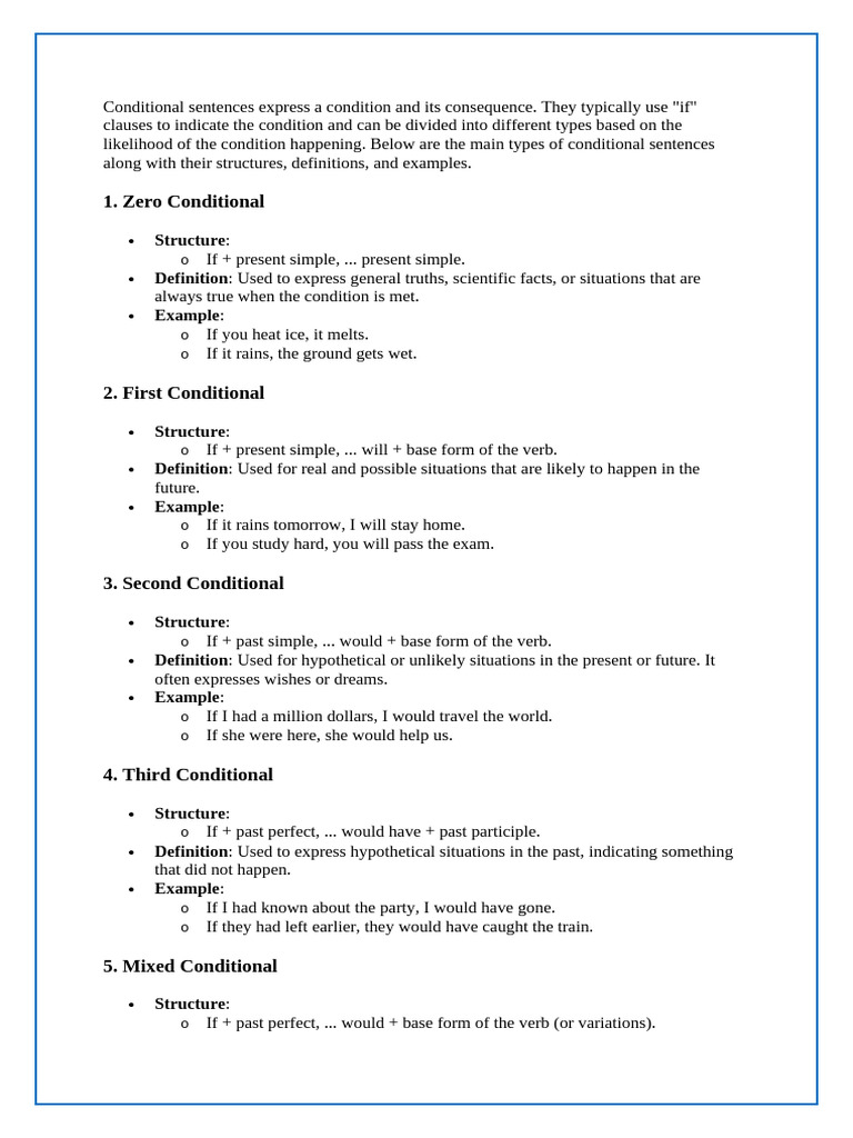 Conditional sentences express a condition and its consequence | PDF | Semantics | Language Mechanics