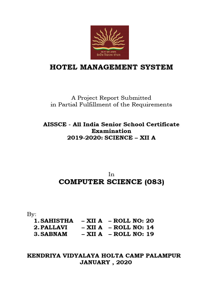 Hotel Management Report | PDF | Computing
