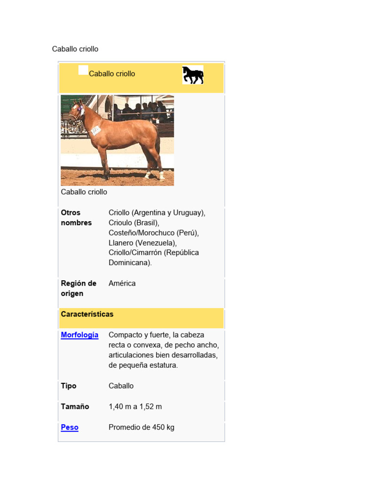Caballo Criollo | PDF | Caballos | Equus (Género)