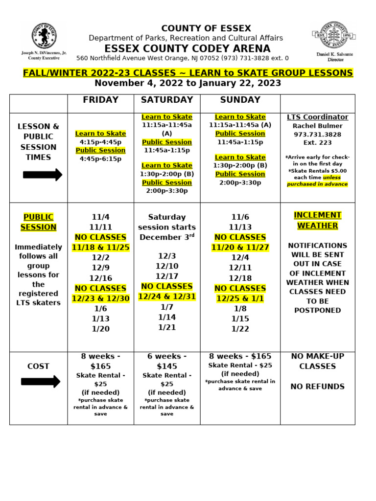 Arena Groups Fall Winter 2022 23 Calendar | PDF | Skating | Figure Skating