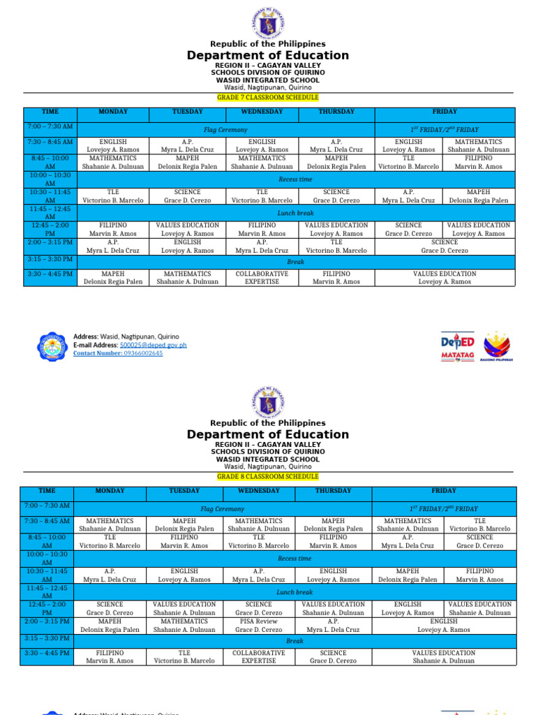 Classroom Program Sample Deped | PDF | Government Institutions ...