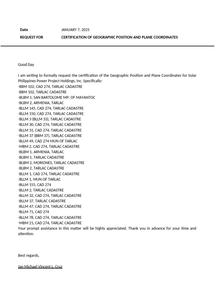 Geodetic Certification Request | PDF