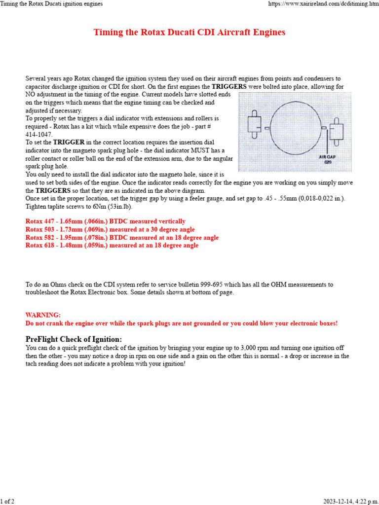 Timing the Rotax Ducati ignition engines | PDF | Manufactured Goods ...