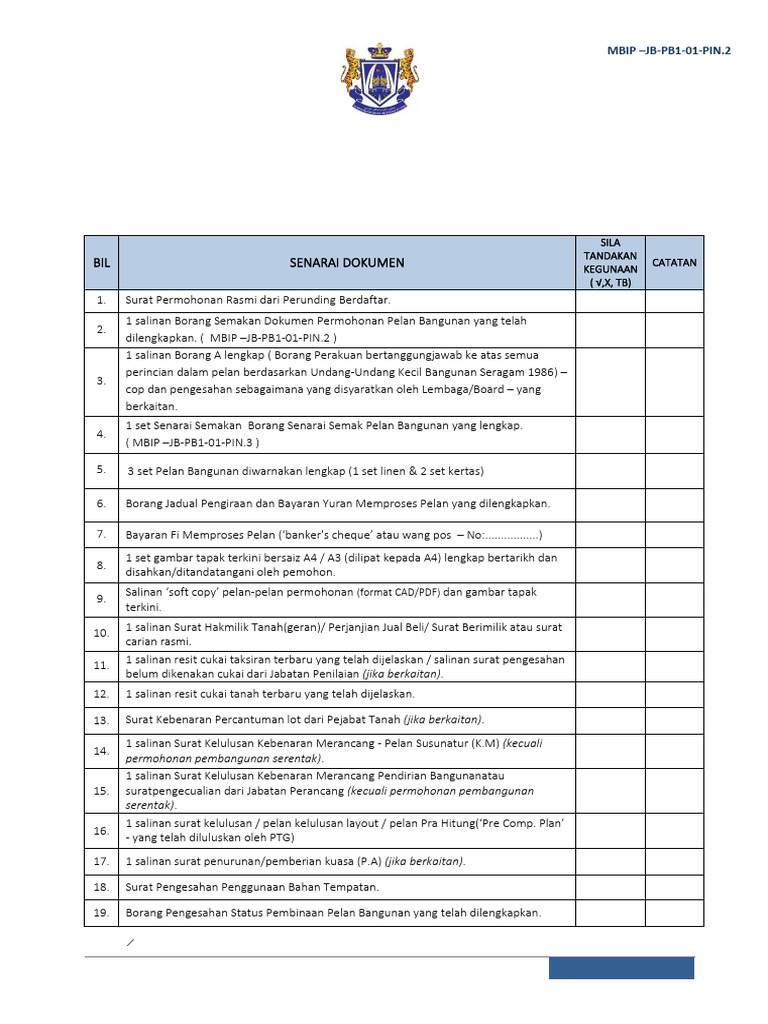 02 Borang Semakan Dokumen | PDF
