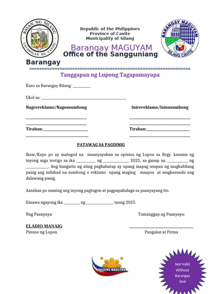 Patawag - Lupon | PDF