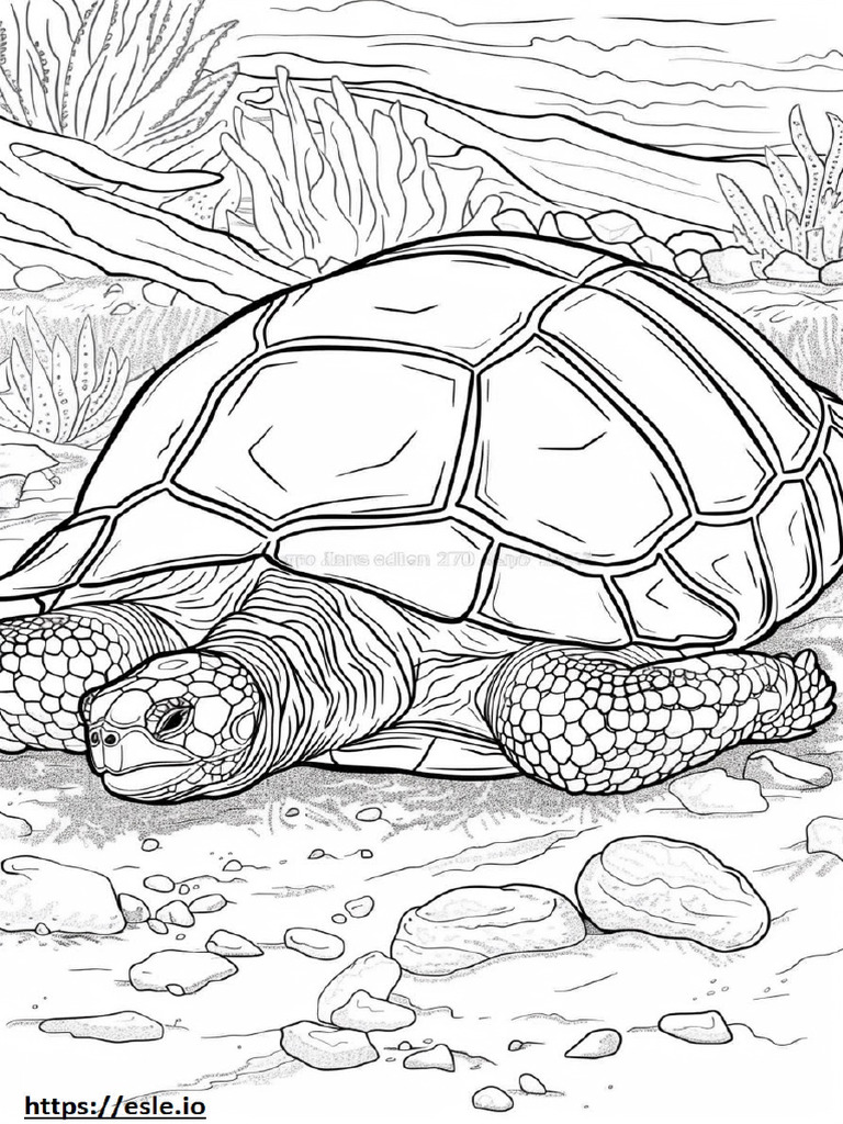 Sulcata Tortoise Sleeping Coloring Page 1 | PDF