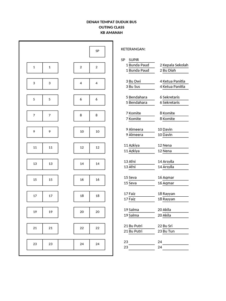 Denah Tempat Duduk Bus | PDF