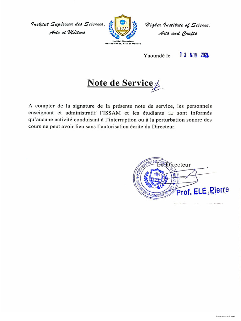 Note de Service Urgente | PDF