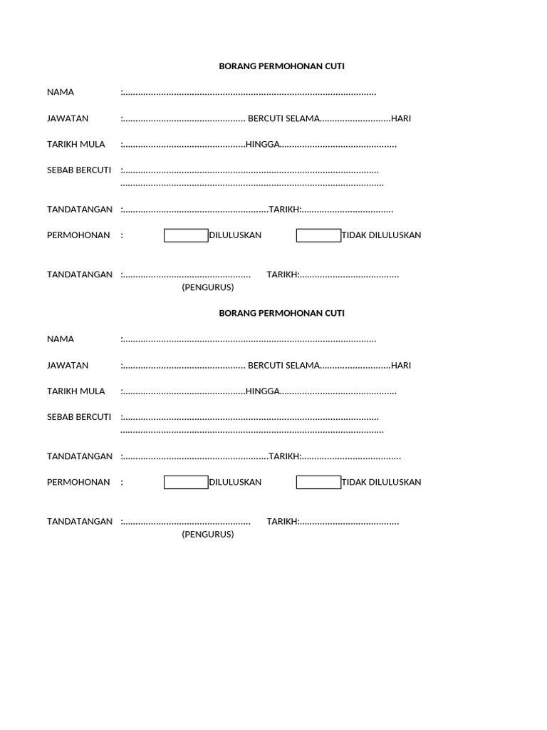 Borang Cuti | PDF