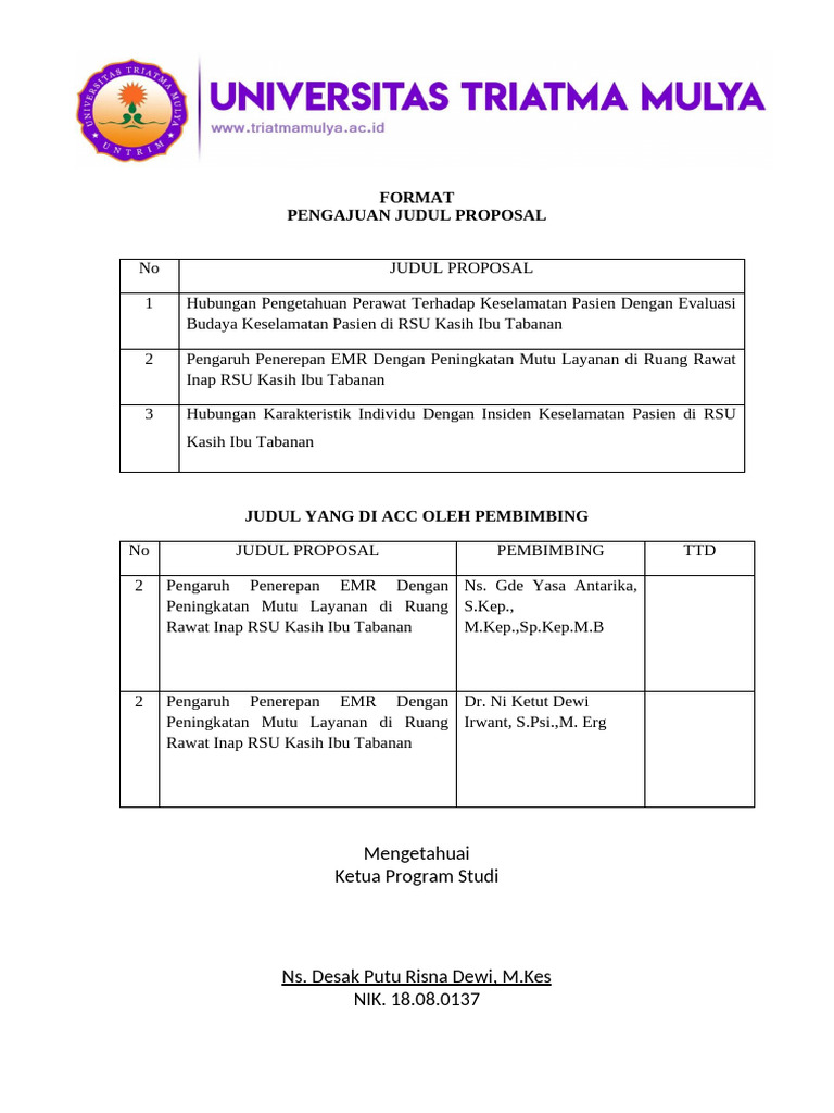 Ayu Diana - Pengajuan Proposal | PDF
