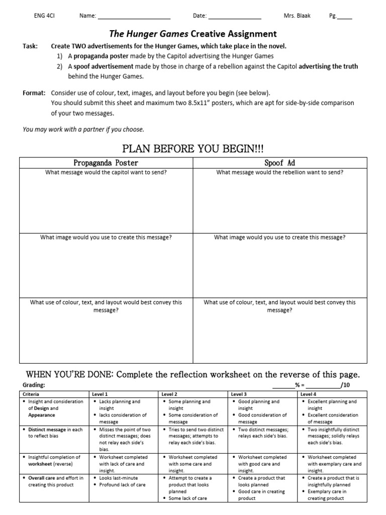 Hunger Games Ad Creation Assignment | PDF | Human Communication | The ...