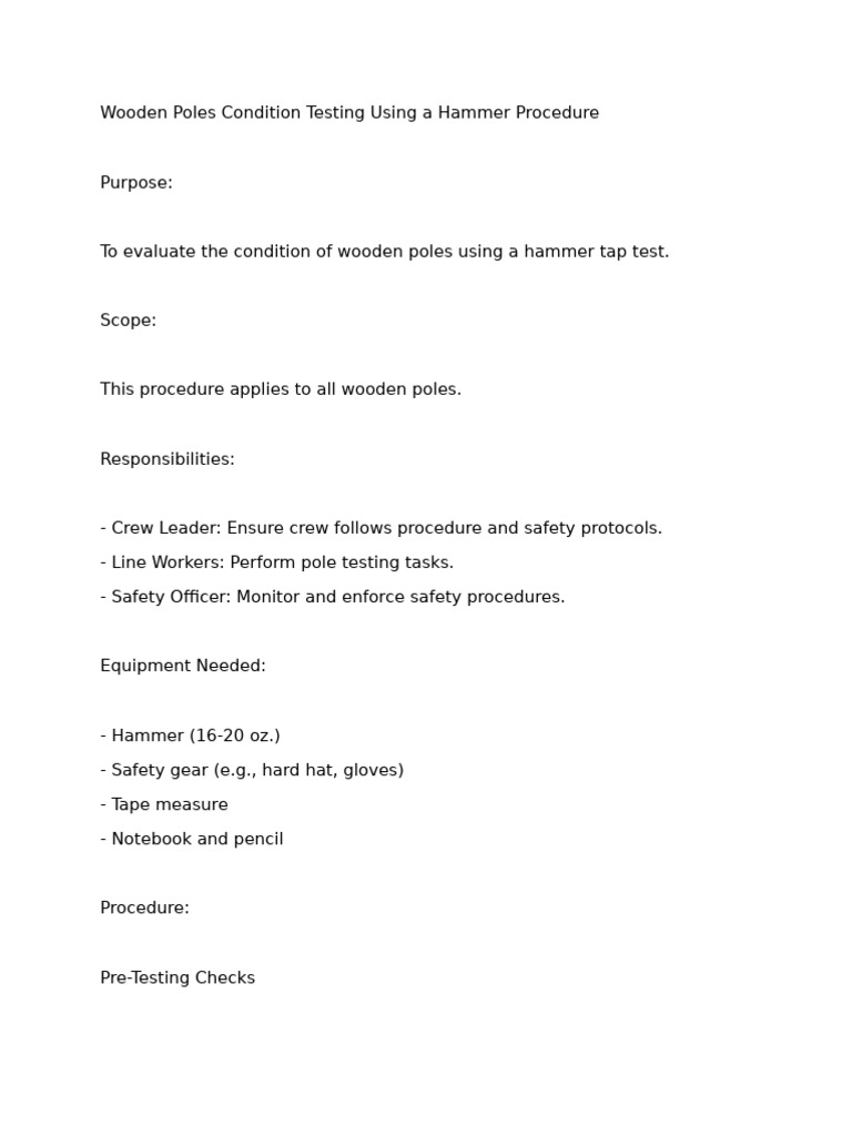 Wooden Pole Condition Testing Guide | PDF