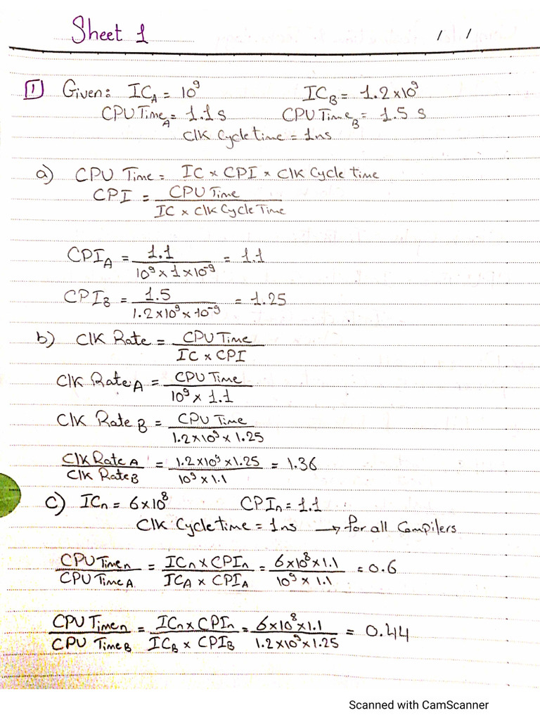 Computer Architecture Sheet 1 | PDF