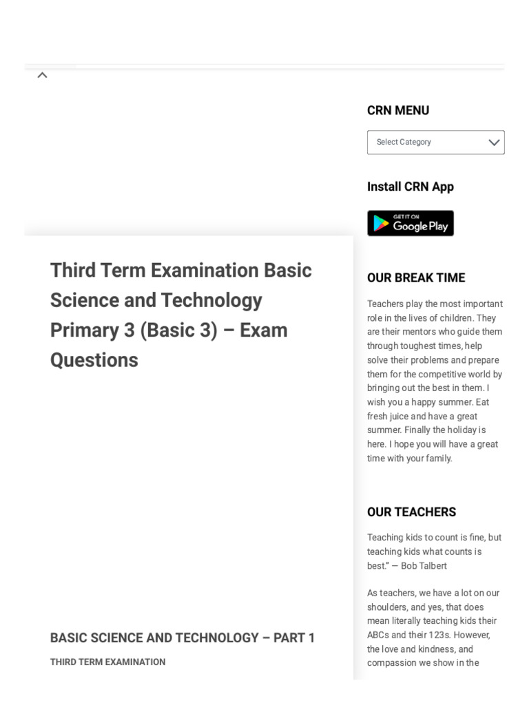 Primary 3 Basic Science Exam Questions | PDF | Invertebrate | Organisms