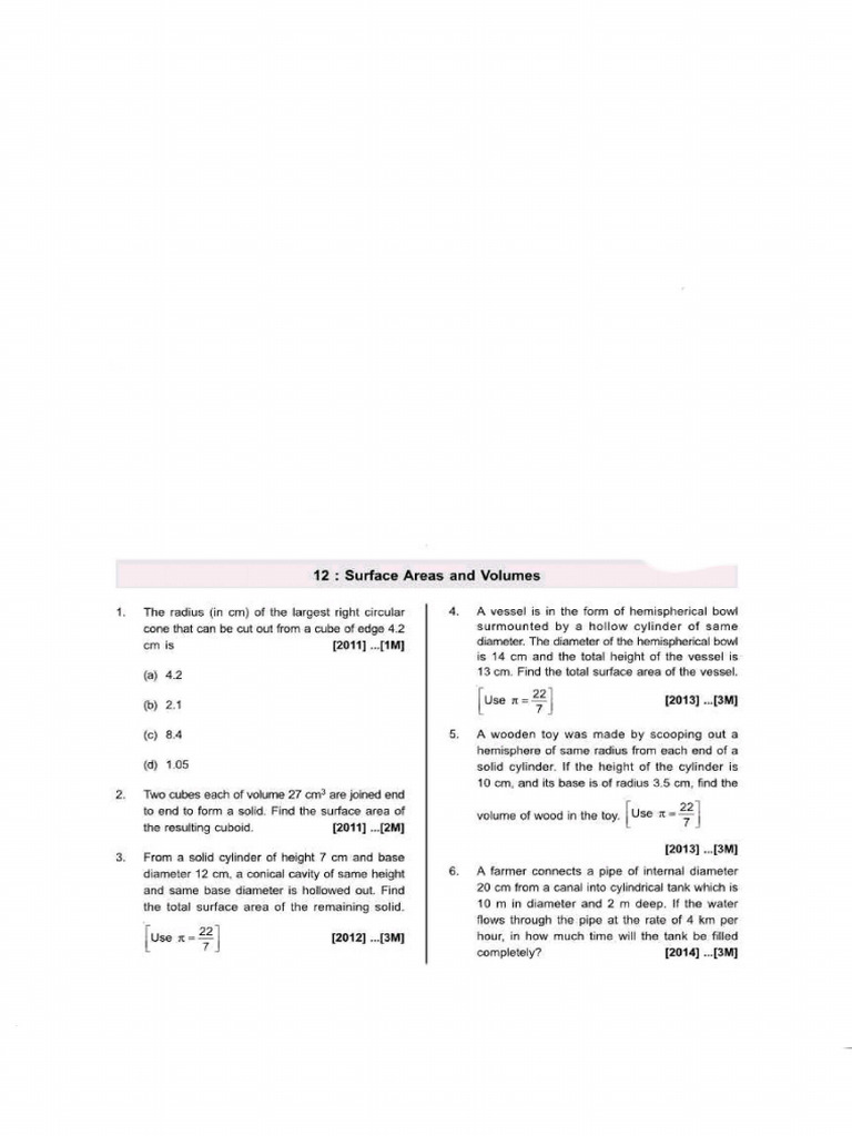 Board PYQ (2023-24) Surface Area And Volume. (1) | PDF