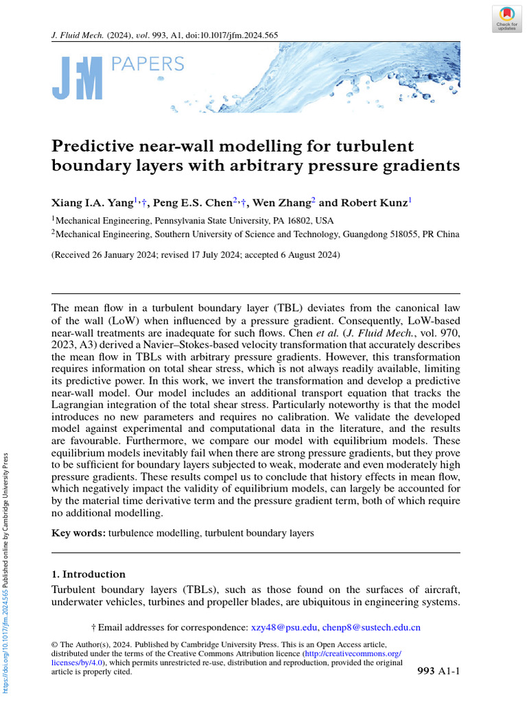 predictive-near-wall-modelling-for-turbulent-boundary-layers-with-arbitrary-pressure-gradients ...
