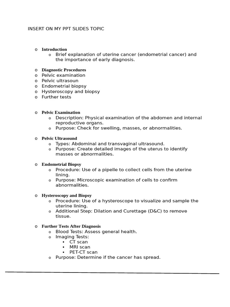 Uterine Cancer Diagnostic Test | PDF | Biopsy | Medical Imaging