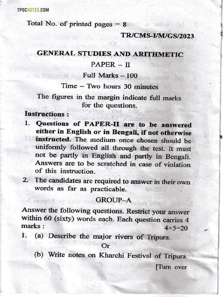 TPSC Combined Main GS Tpscnotes - Com Compressed | PDF | Mathematics ...
