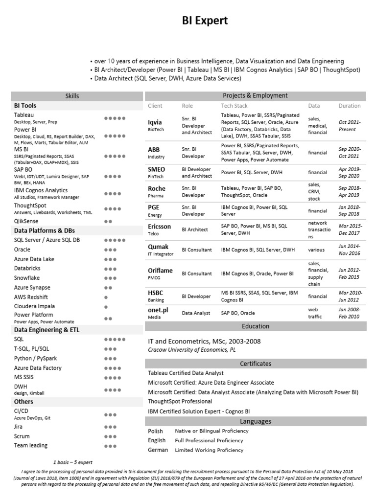 Power BI Developer Resume Example | PDF | Oracle Corporation | Data