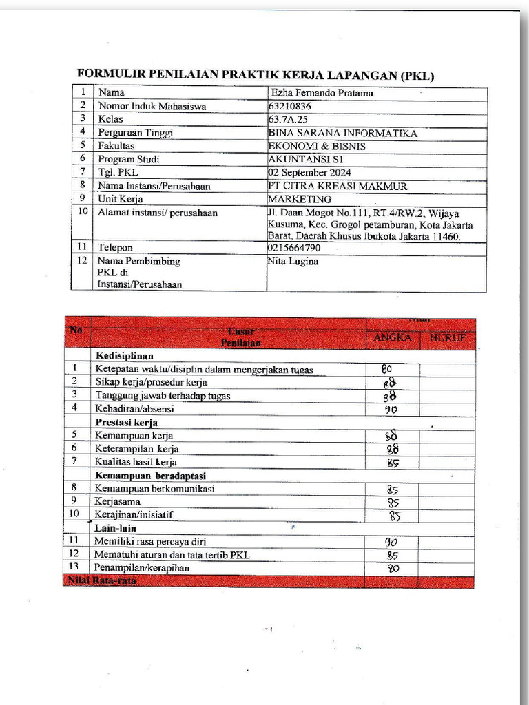 Form Penilaian | PDF