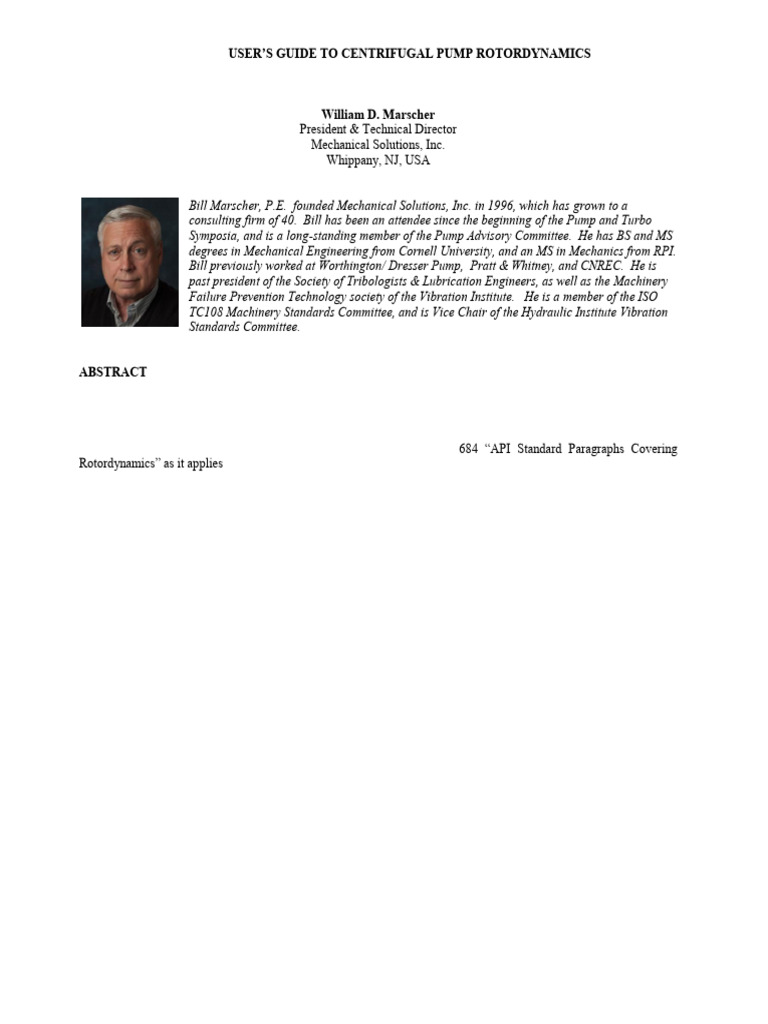 End-User Guide to Pump Rotordynamics | PDF | Pump | Resonance