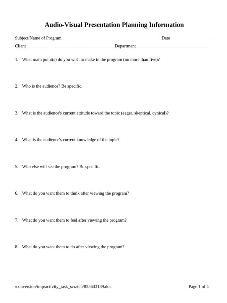 AV Presentation Planning Information | PDF
