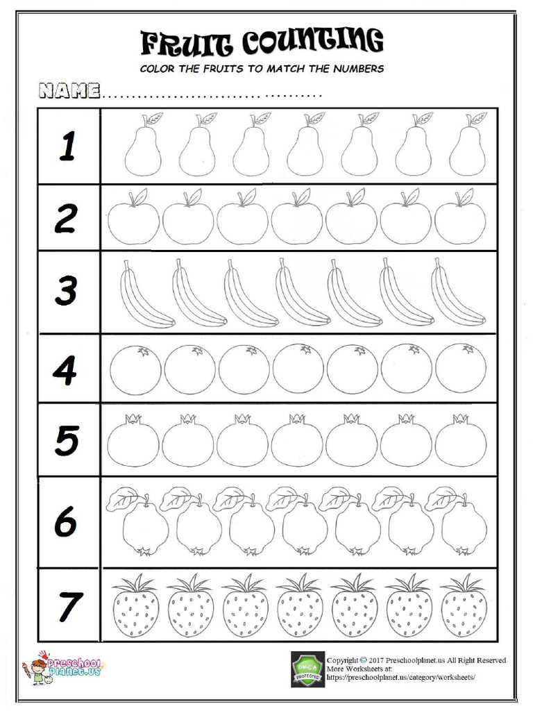Fruit Number Count Worksheet | PDF