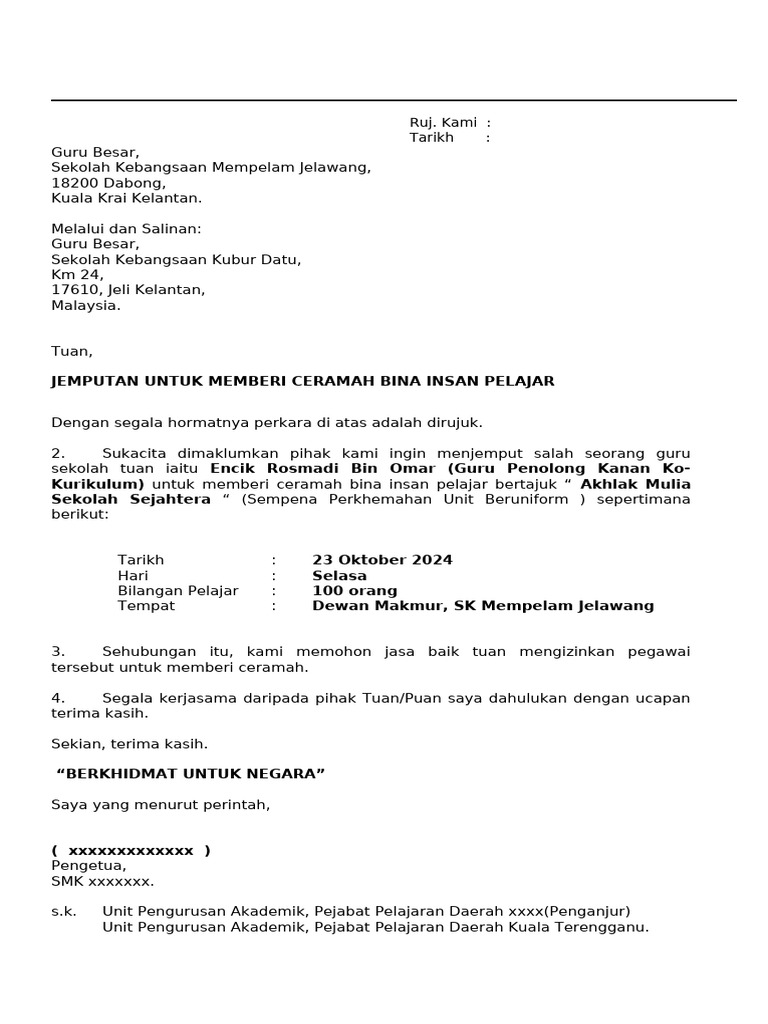 Surat Jemputan Penceramah | PDF