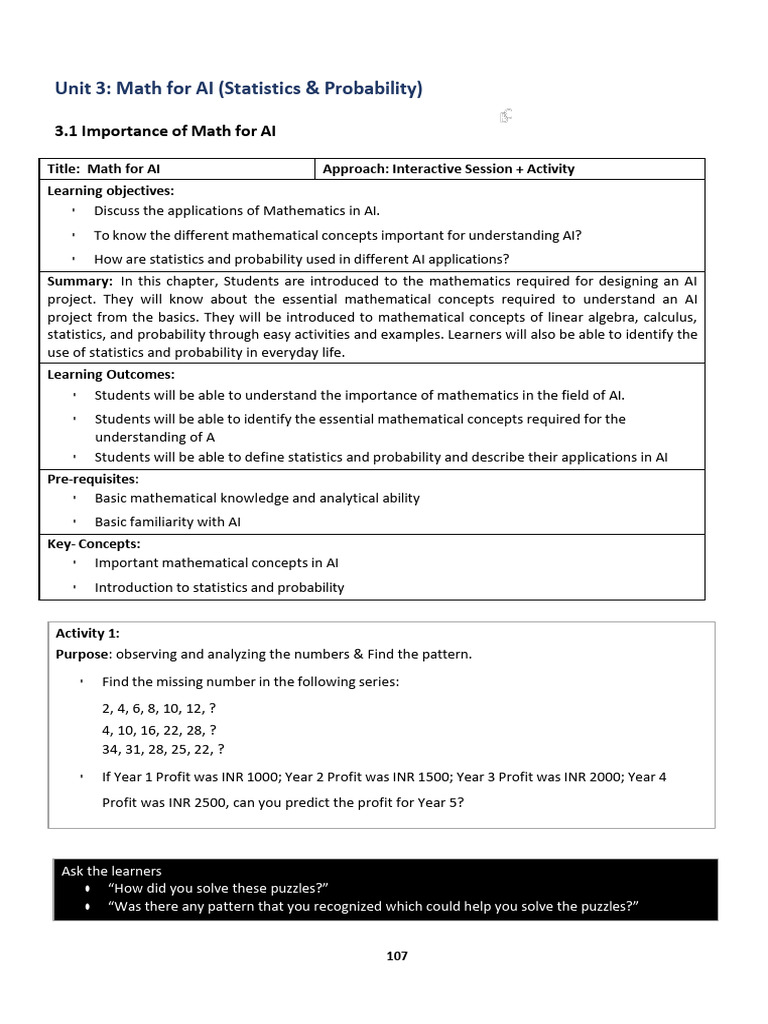 417 AI Handbook Class9-107-119 | PDF | Mathematics | Artificial ...
