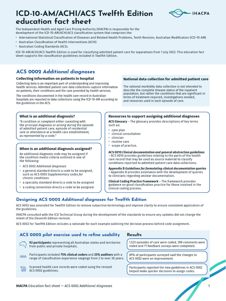 ACS 0002 Guidelines for Additional Diagnoses | PDF | Medical Diagnosis ...
