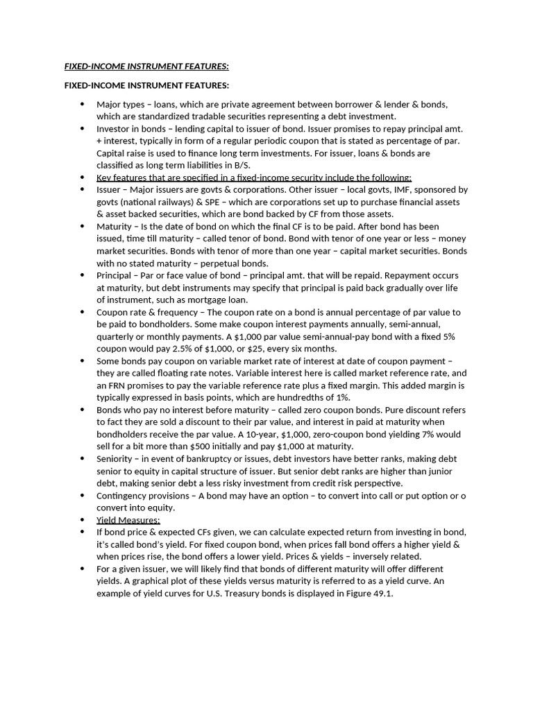 Fixed Income Instrument Overview | PDF | Bonds (Finance) | Yield (Finance)