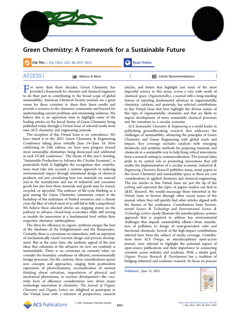 Green Chemistry for Sustainable Futures | PDF | Green Chemistry | Chemistry