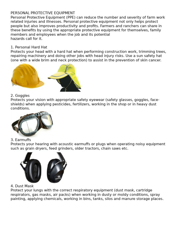 PPE Guidelines for Farm Safety | PDF | Personal Protective Equipment ...