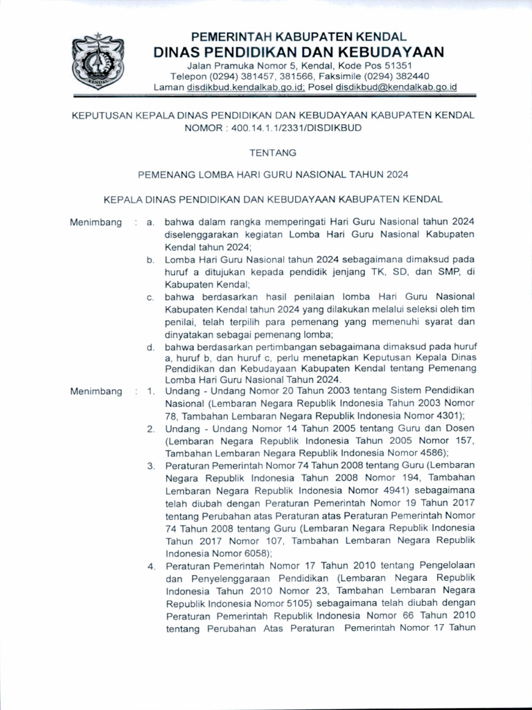 Hasil Lomba HGN 2024 | PDF